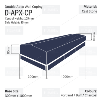 Double Apex Coping 300mm x 1000mm – Humber Cast Stone