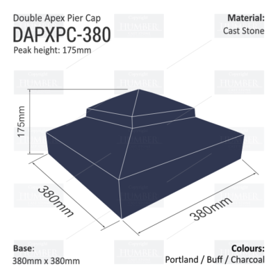 Double Apex Pier Cap 380mm x 380mm – Humber Cast Stone