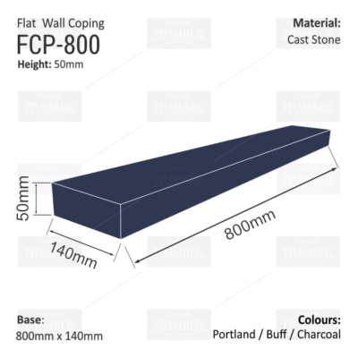 Flat Coping – 140mm x 800mm – Humber Cast Stone