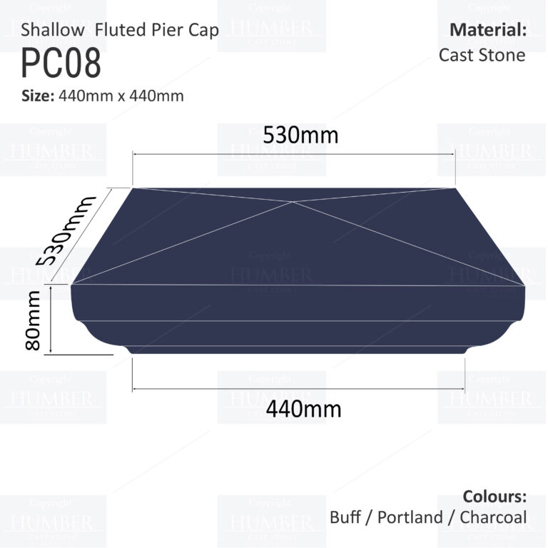 Slimline Fluted Pier Cap 440mm x 440mm – Humber Cast Stone