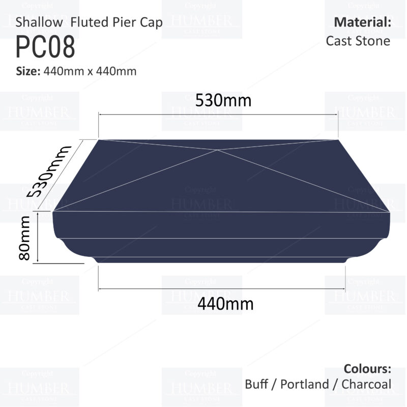 Slimline Fluted Pier Cap 440mm x 440mm – Humber Cast Stone