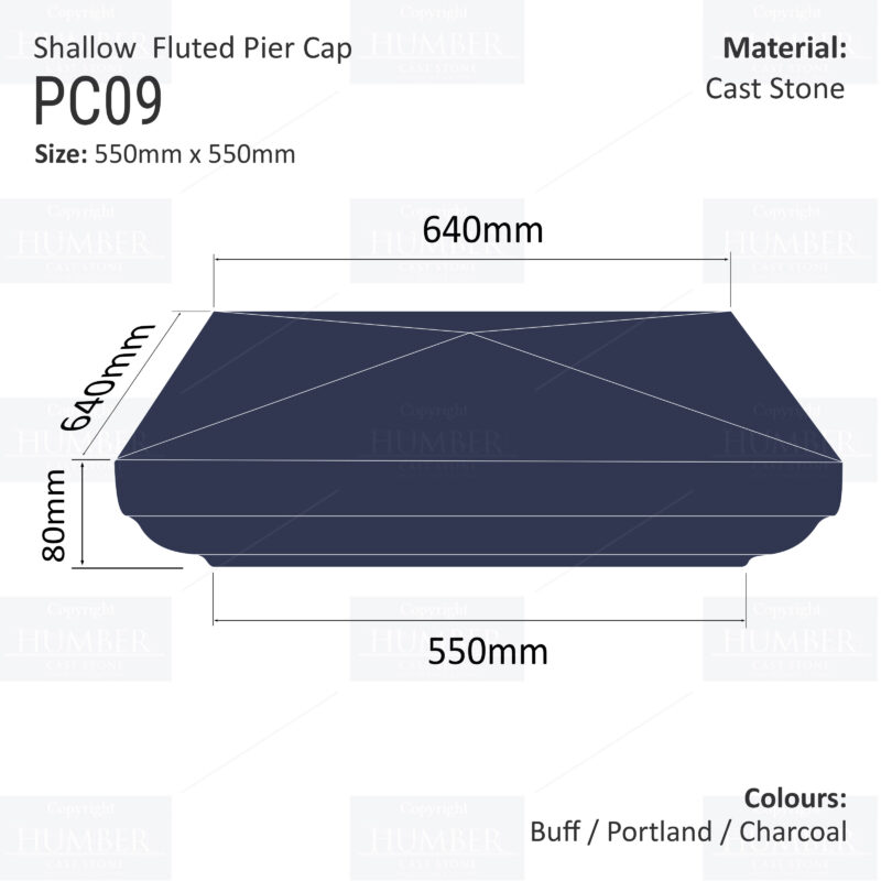 Slimline Fluted Pier Cap 550mm x 550mm – Humber Cast Stone