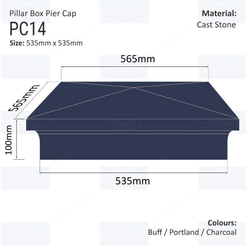 Pillar Box Pier Cap 535mm x 535mm – Humber Cast Stone